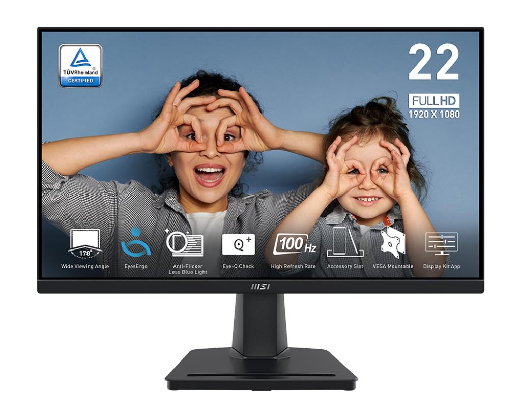 Monitor 22 MSI PRO MP225 Flat FHD VA 100Hz 1 ms HDMI/VGA